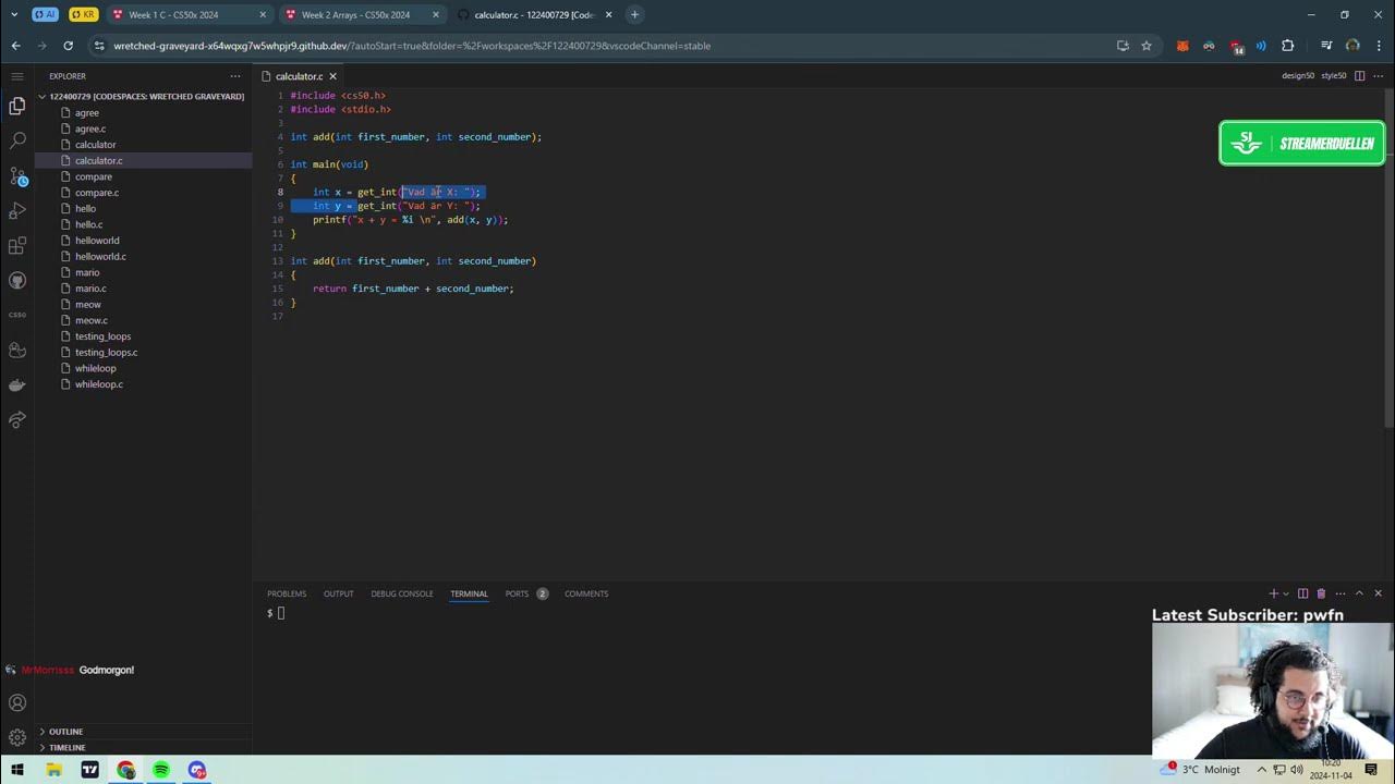 Harvard Week 2 - Arrays (Nested Loops + Första halvan) - YouTube