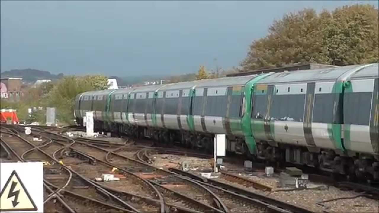 *Rare* 12 car Class 377 departs Brighton for Eastbourne - YouTube