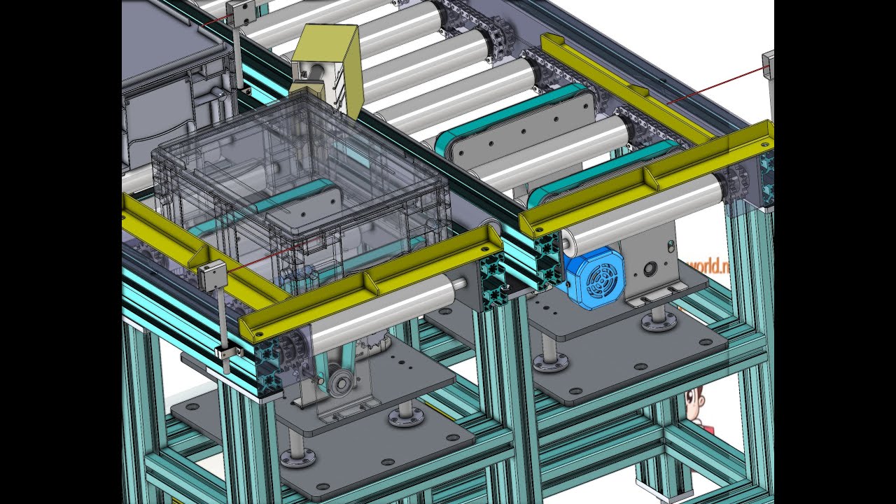 Roller chain conveyor-industrial 3D model : machine-world.net P429 ...