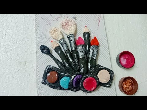 Diy how to make miniature makeup set | Clay miniature makeup bursh set ...
