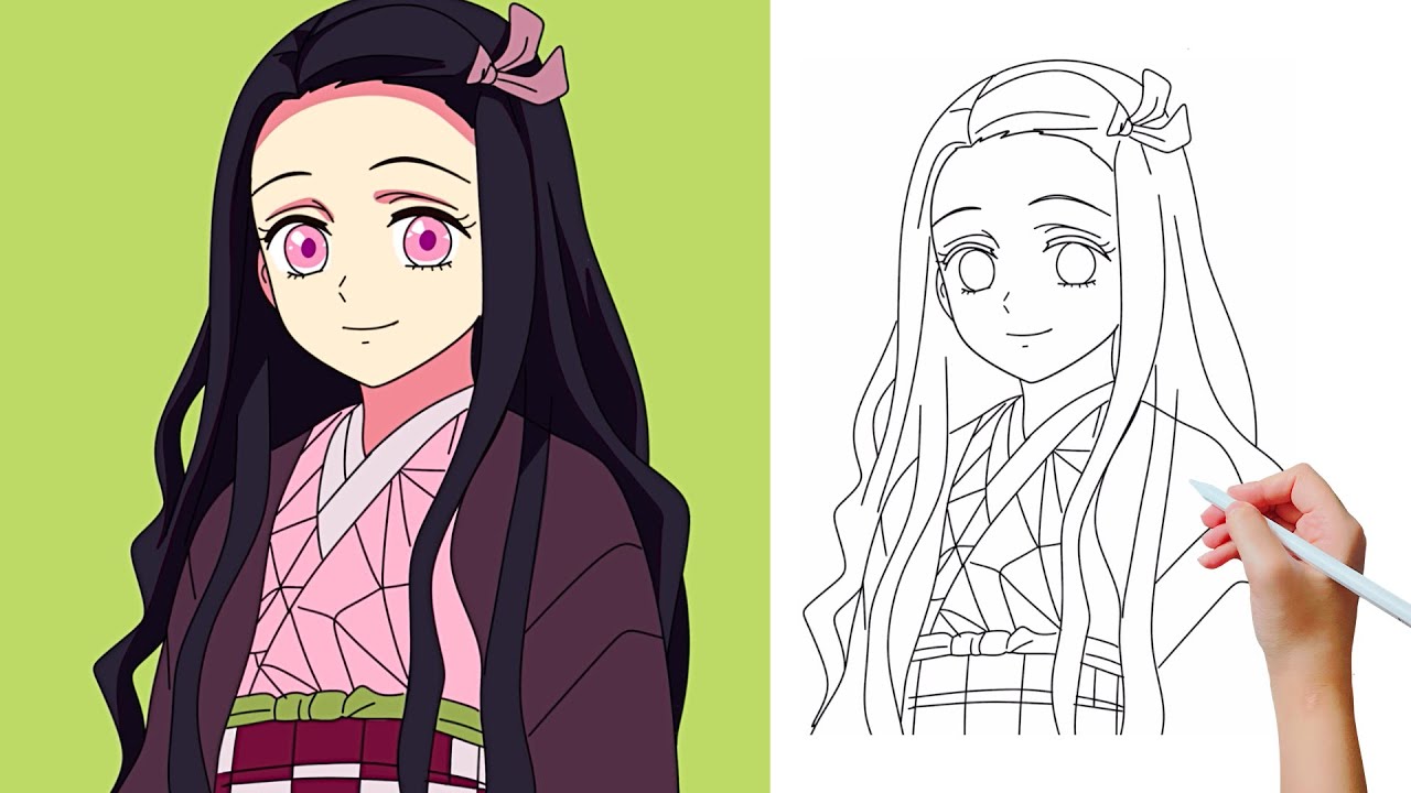 Draw Nezuko Kamado from Demon Slayer in 10 minutes! Easy Tutorial - YouTube