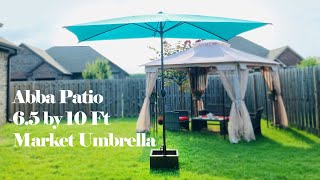Install Abba Patio 6.5 by 10 Ft Rectangular Market Umbrella