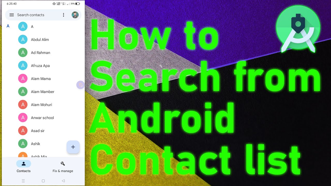 How to search from Android contact list | Search Contact List By Name ...