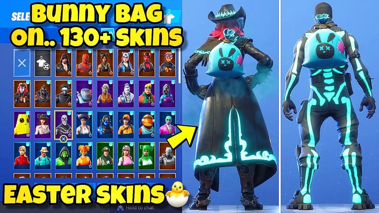 NEW "BUNNY BAG" BACK BLING Showcased With 130+ SKINS! Fortnite Battle ...