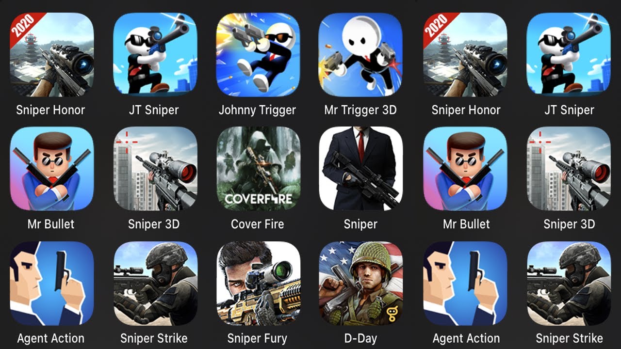 Sniper Honor,JT Sniper,Johnny Trigger,Mr Trigger,Mr Bullet,Sniper 3D,Cover Fire,Sniper,Agent ...