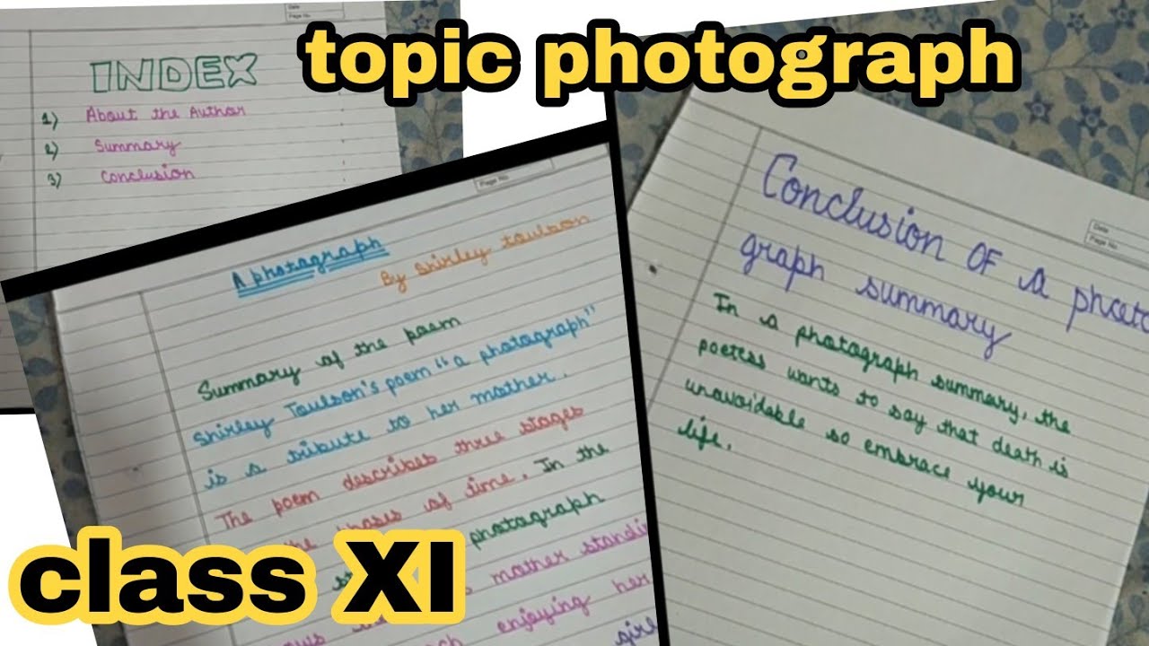 class XI English project file topic photograph with PDF link in ...