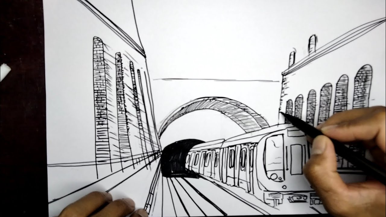 London Underground train, circle line drawing - YouTube