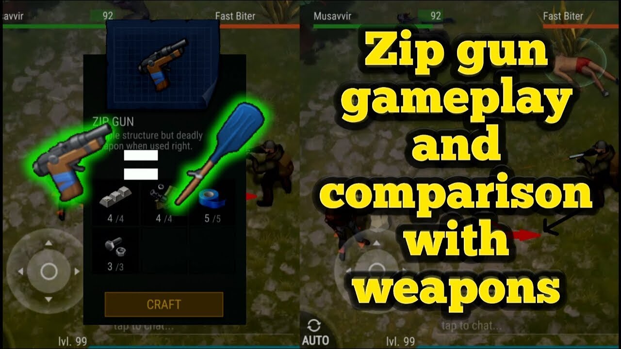 Zip gun gameplay and comparison with other weapons | Last day on earth ...