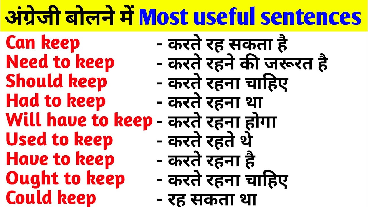 Uses of Keep in Spoken English | Keep का प्रयोग with modal verbs | Can ...