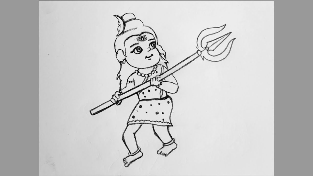 Cute bal bholenath pencil drawing I easy mahadev drawing | how to draw ...