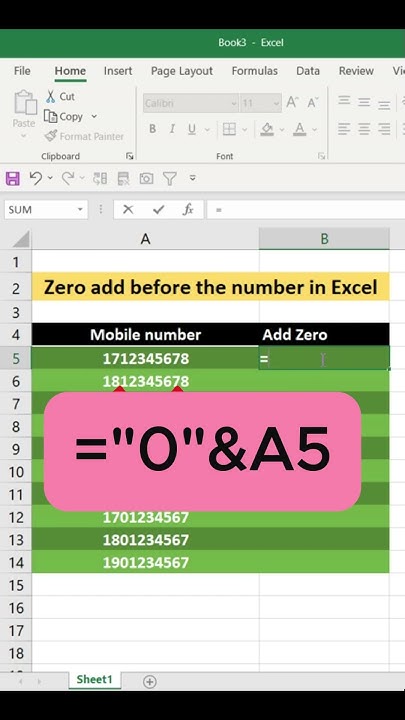 Zero add before the number in Excel #excel #excelyourself #excelshorts #exceltips #exceltricks ...
