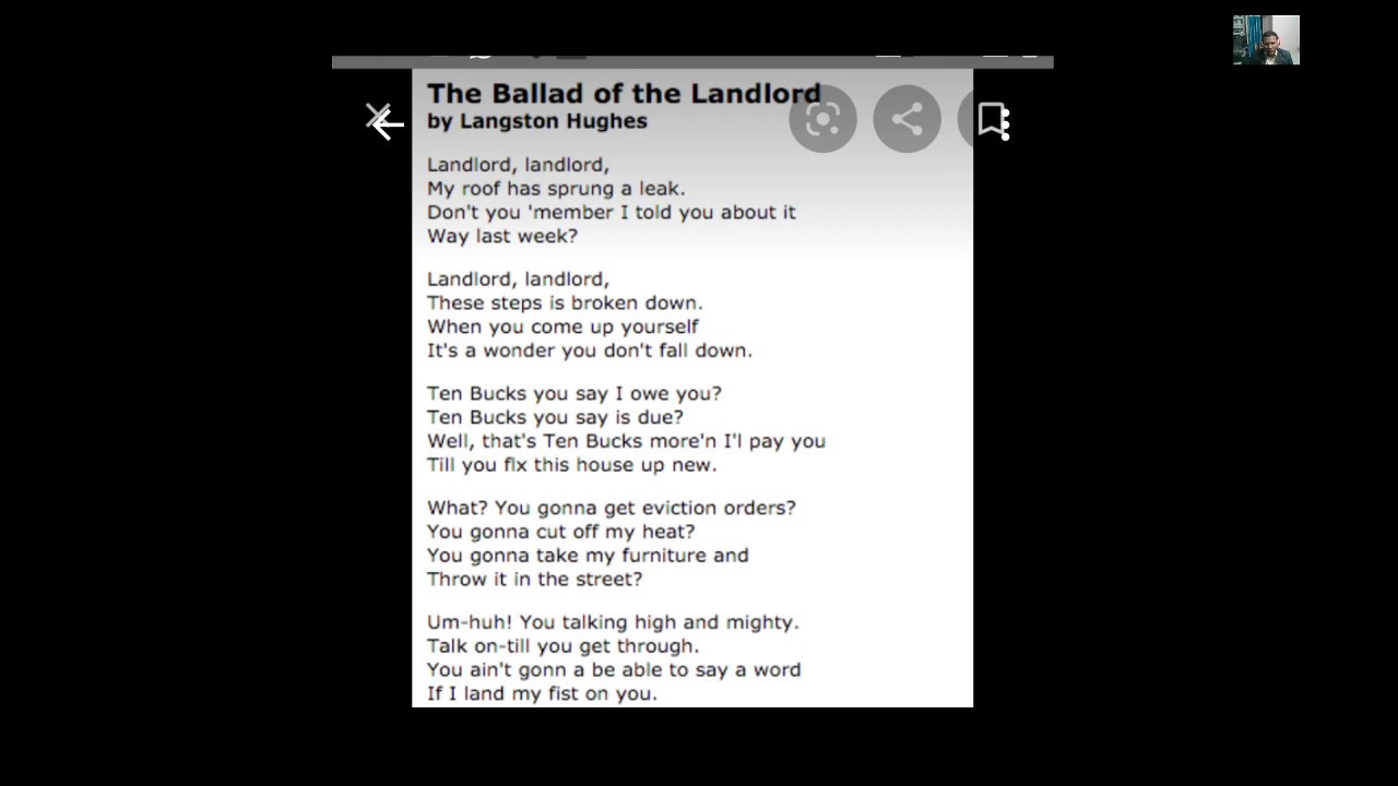 'The Ballad of the Landlord' by Langston Hughes - YouTube