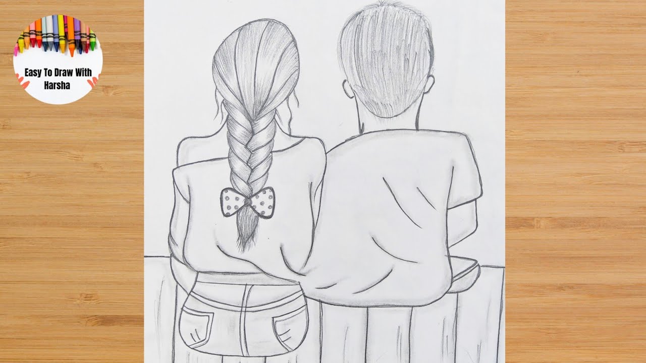 How to draw a couple backside drawing step by step || Easy Couple ...