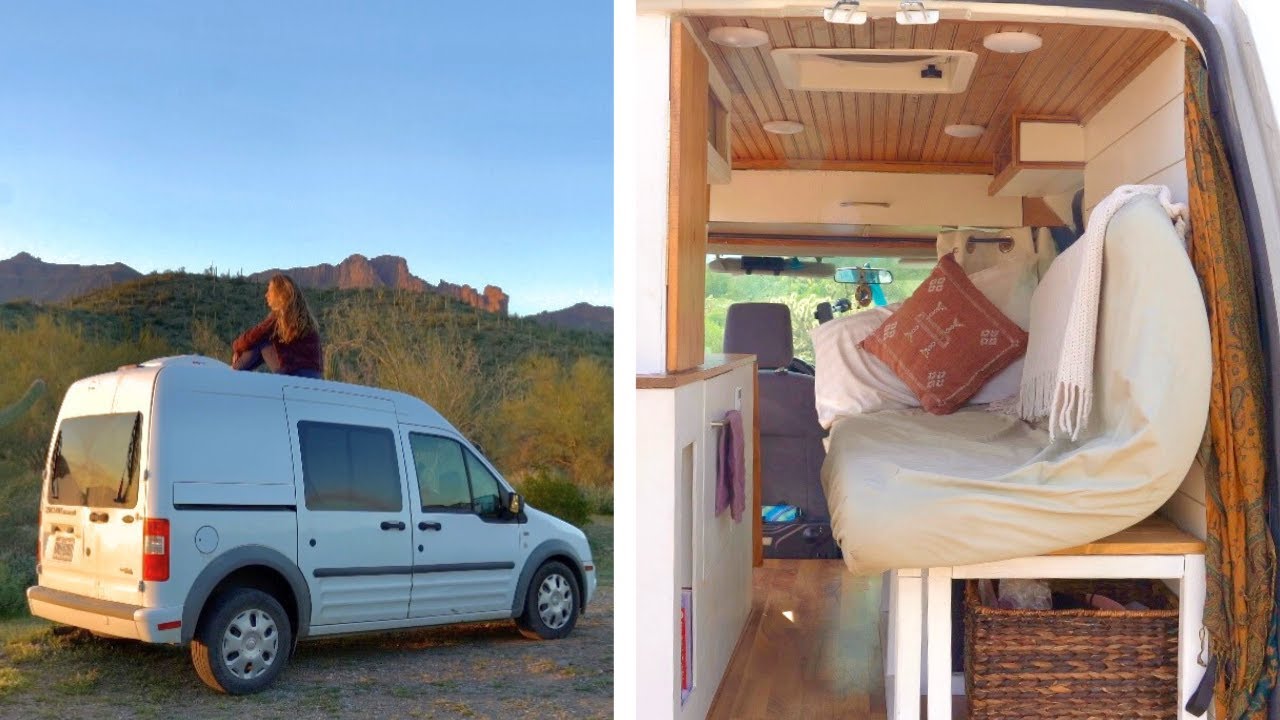 TINY VAN TOUR | Ford Transit Connect Conversion | 3 week Easy Build ...