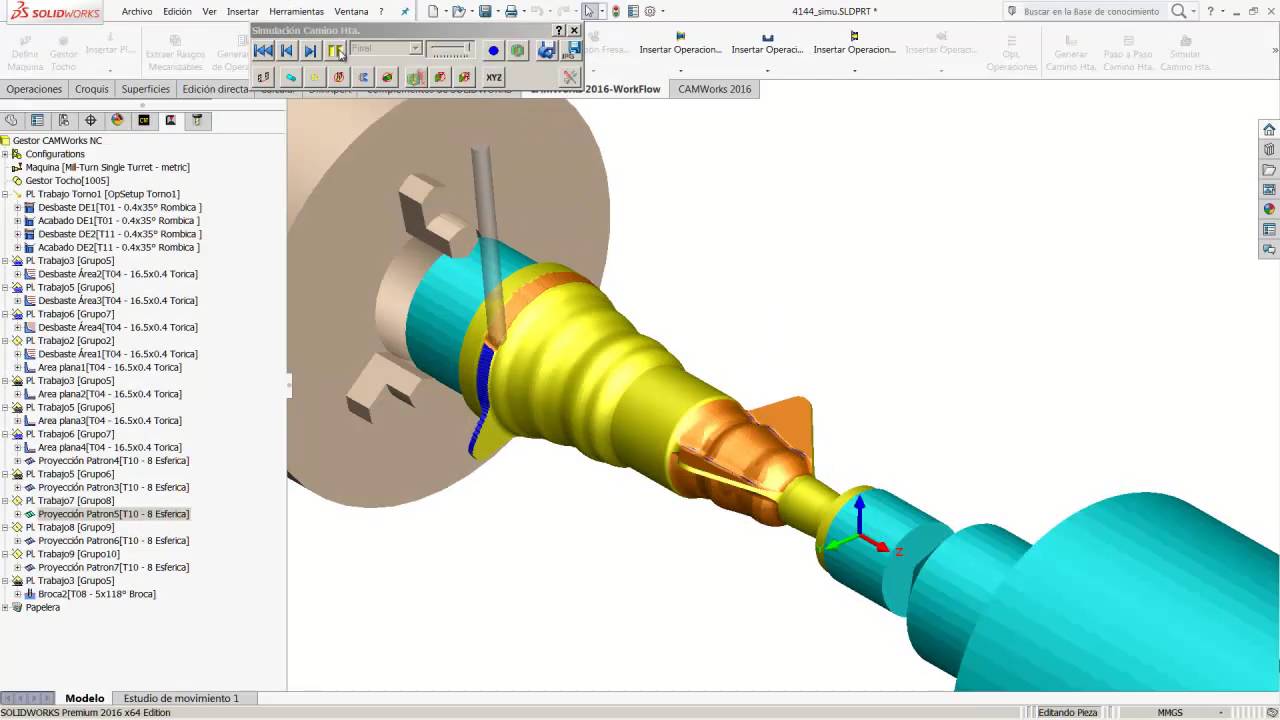 CAMWorks 4 axis MILL/TURN - YouTube