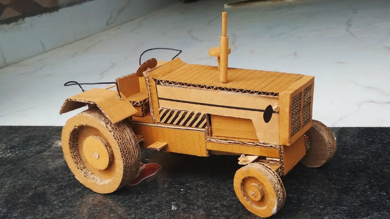 How To Make Mini eicher Tractor From Cardboard | Homemade small ...