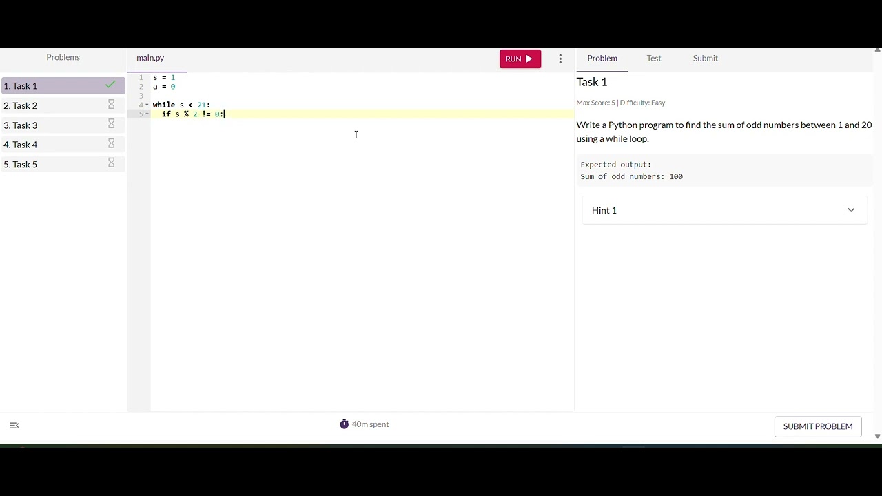 Write a Python program to find the sum of odd numbers between 1 and 20 ...