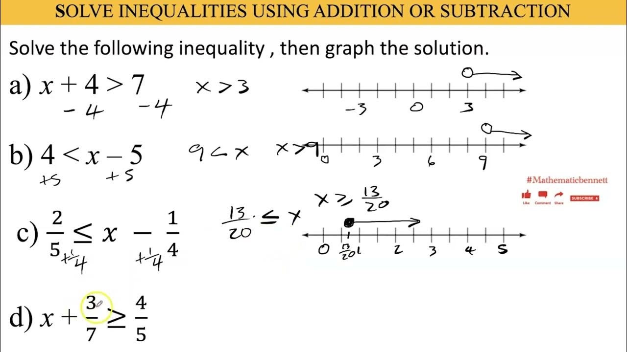Solve inequalities using addition and subtraction - YouTube