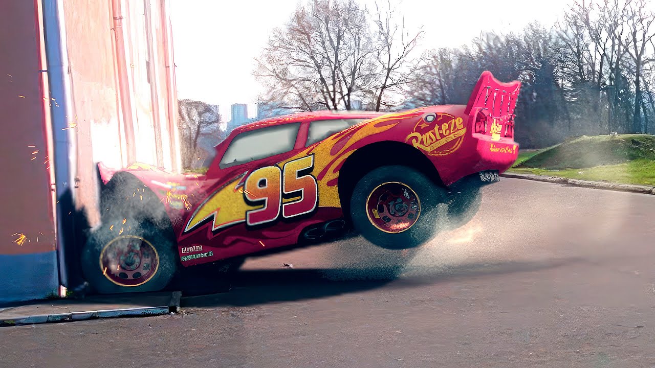 Disney Cars Lightning McQueen In Real Life Garage Cars Mcqueen And Road