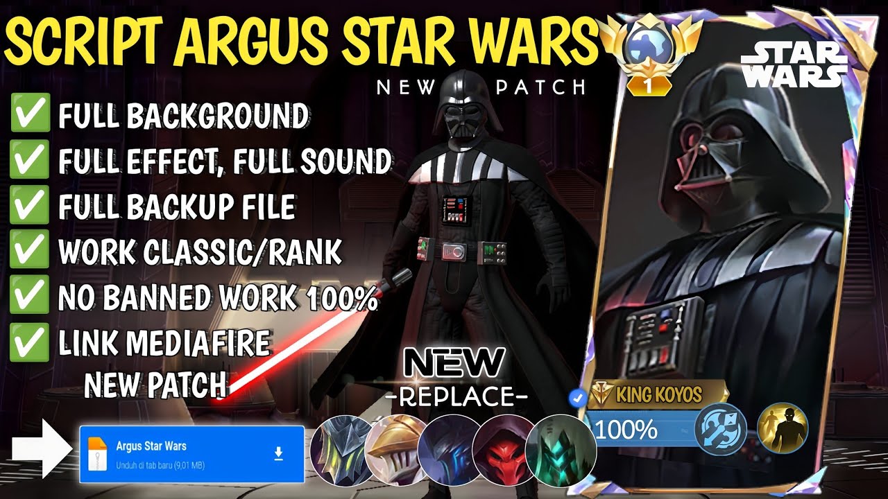 Update Script Skin Argus Star Wars - Darth Vader No Password | Full Effect Voice | Patch Terbaru ...