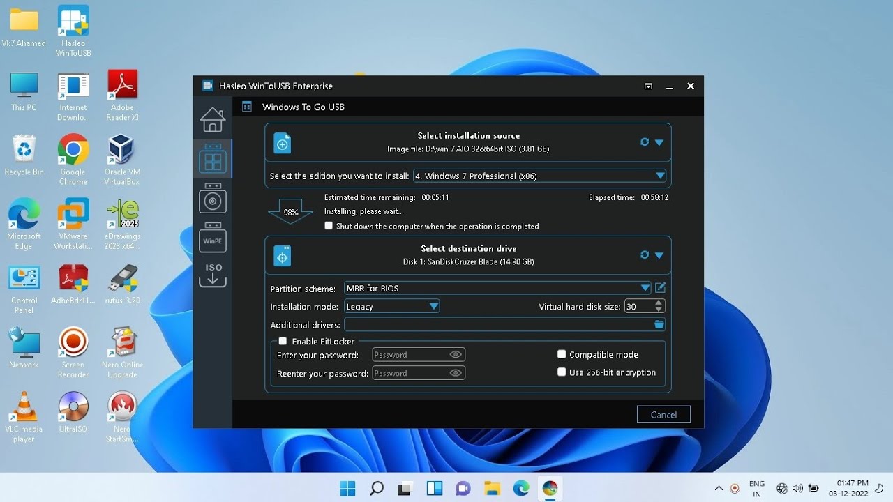 Hasleo Win To Usb Enterprise || How To Create Windows 7 32 Bit X86 Live ...