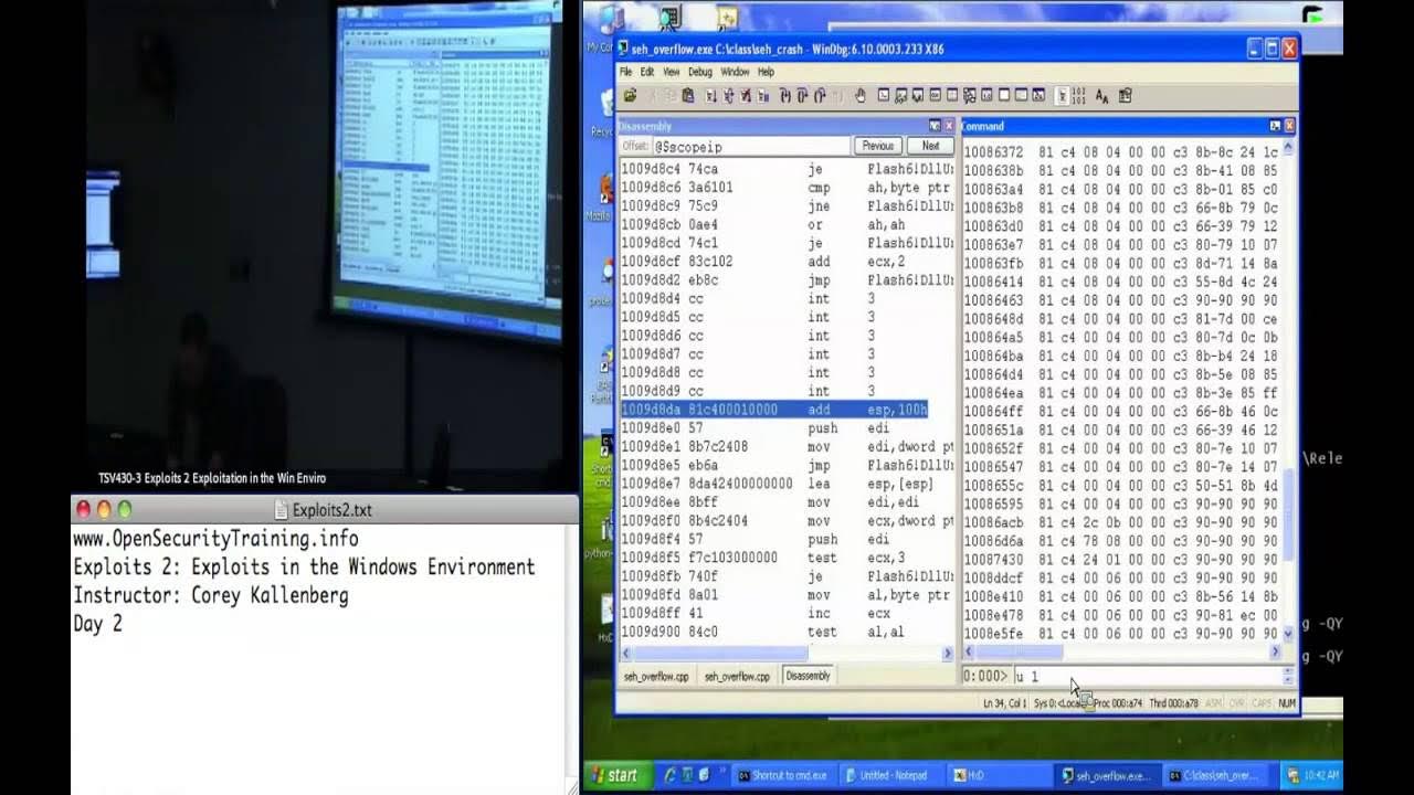OpenSecurityTraining: Exploits 2: Exploitation in the Windows Environment (day 2, part 2) - YouTube