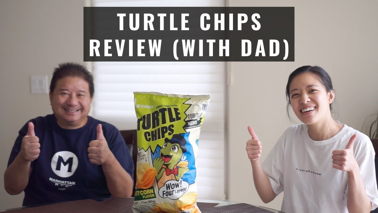 ORION SWEET CORN TURTLE CHIPS REVIEW WITH DAD - YouTube