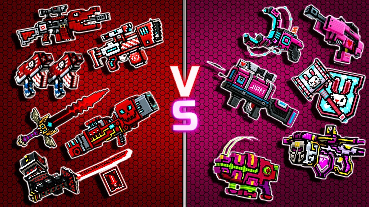 PIXEL GUN 3D RED WEAPONS VS PINK WEAPONS - YouTube