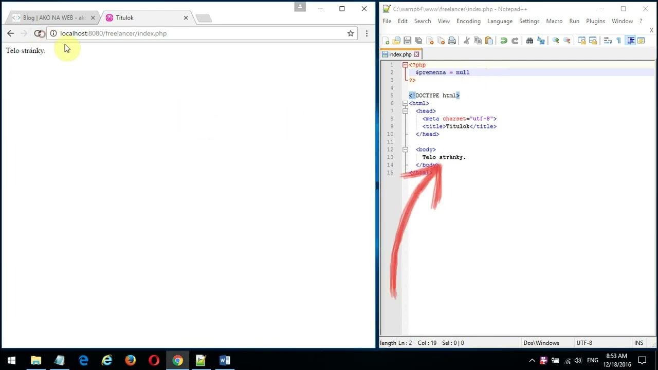 PHP/SQL - 02. Opakovačka z free PHP tutoriálu - premenné, podmienky ...