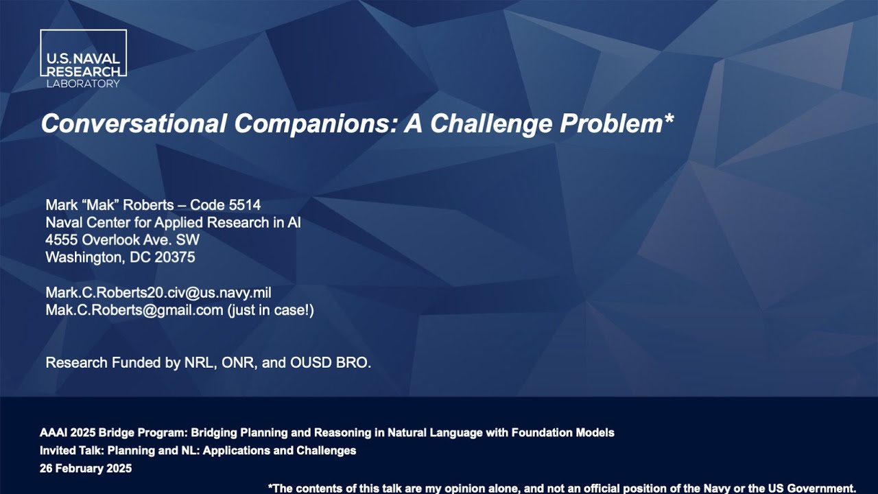 Conversational Companions: A Challenge Problem - YouTube