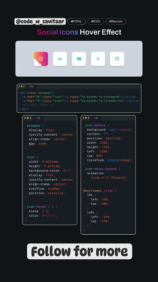 Social Media Icons!!! | CODEwSavitaar #shorts #coding #trending #short #javascript #css # ...
