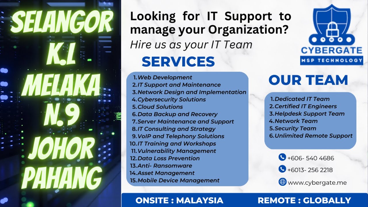 IT Support | IT Maintenance | Klang Valley | Melaka | Johor | Pahang | CyberGate MSP Technology ...