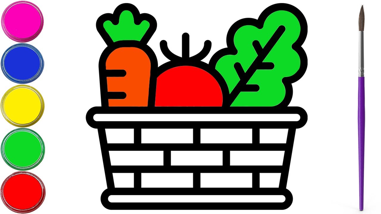 How to draw a Vegetable Basket| Drawing, Painting and Coloring for Kids ...