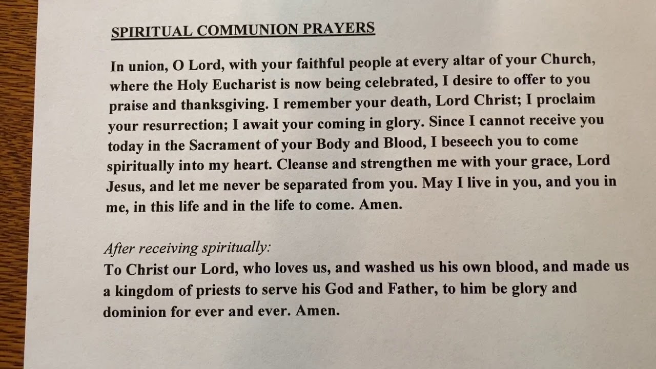 12 Spiritual Communion Prayer - YouTube