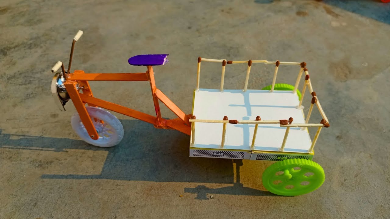 How to make Loader Rickshaw with matchbox | Homemade mini toy loader ...