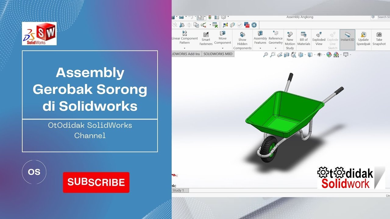How to make Assembly Part wheelbarrow in Solidworks - YouTube