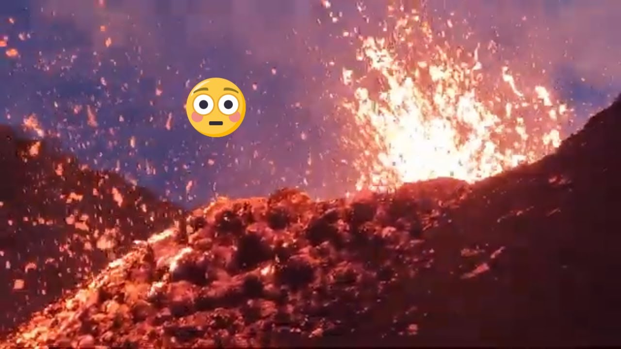 Junks of lava splash out, spilling over the shorter wall! Next to ...