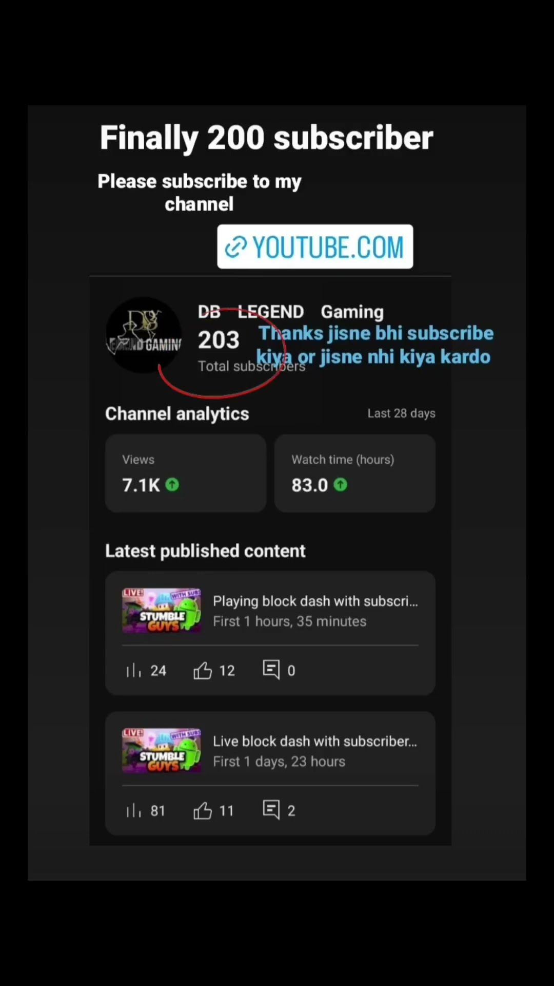 200 subscribers let's go now we want to reach 300 - YouTube