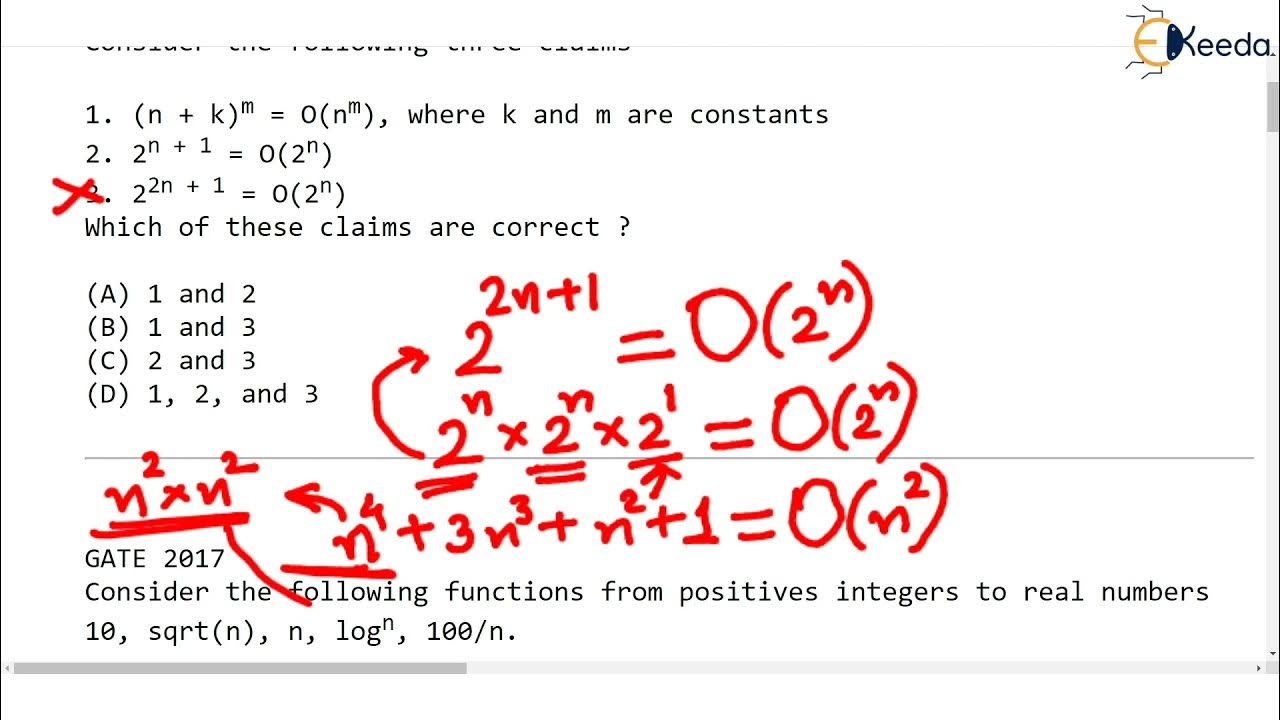 Asymptotic Notations Algorithm Exercises | GATE Computer Science Engineering - YouTube