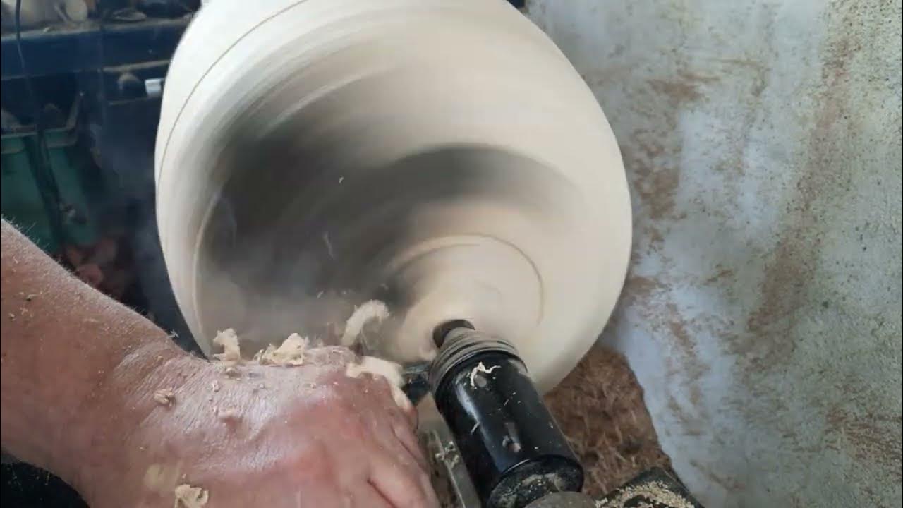 WOODTURNING stunning Beech vase with cool inlay useing copper powder and resin - YouTube