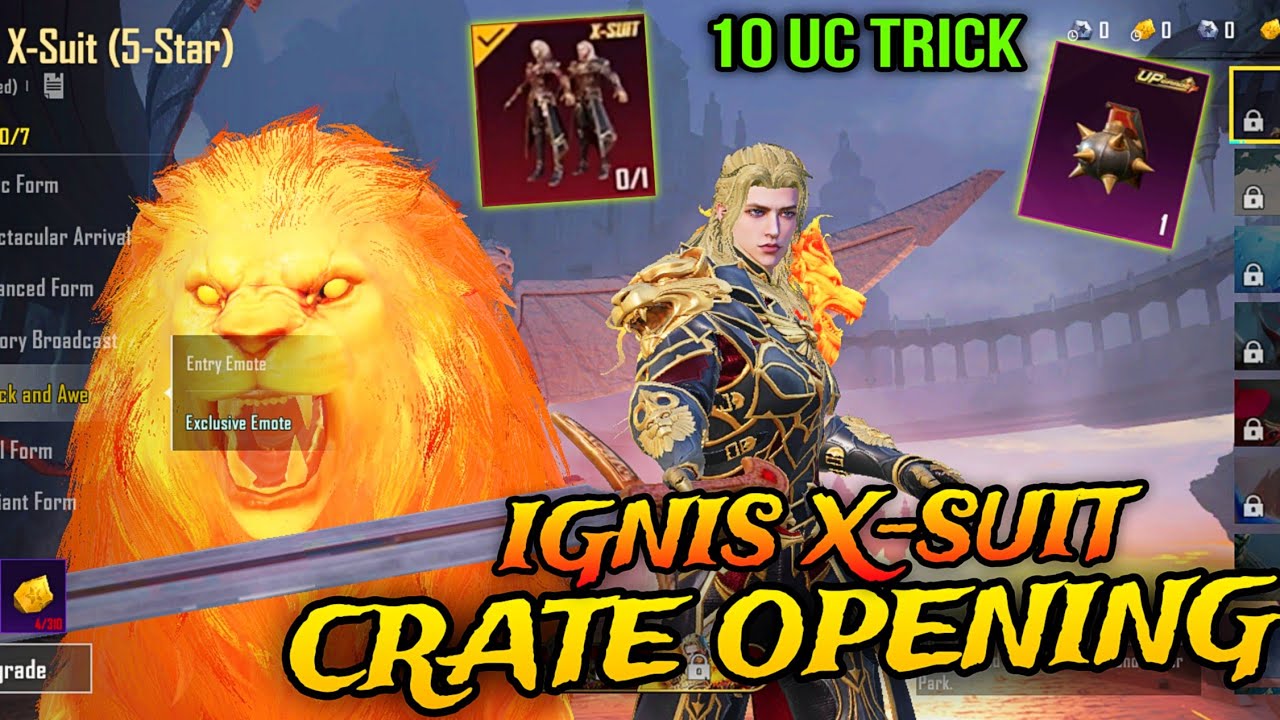 10 Uc Trick 🛑| Bgmi Ignis X-suit Crate Opening Bgmi | Bgmi New Ignis X ...