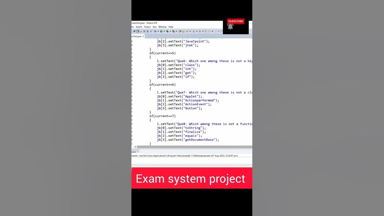 Exam System Project In Java Shorts Javaproject Project Short Java Youtube