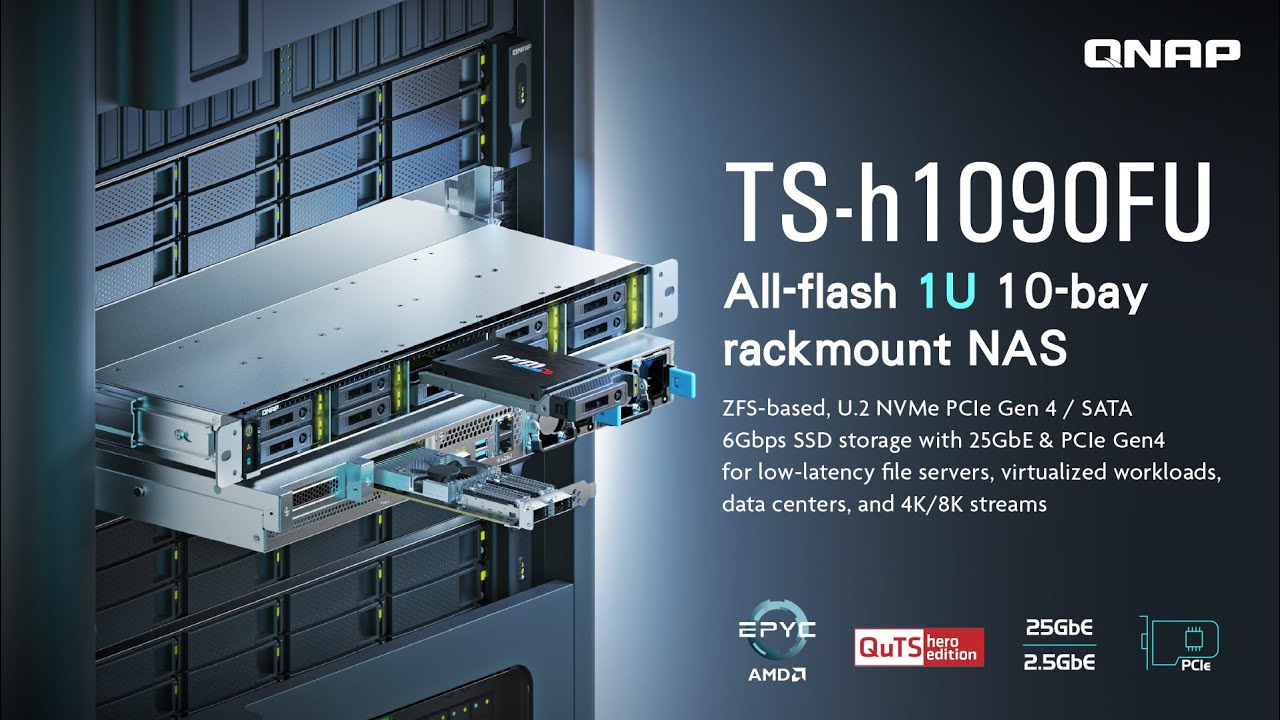 TS-h1090FU All-flash 1U NAS with AMD EPYC 7002, supporting U.2 NVMe ...