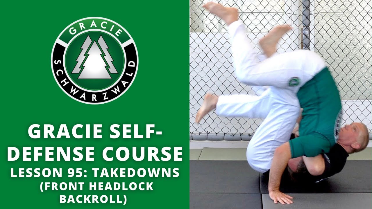 BJJ Self-Defense Course | Lesson 95: Front Headlock Back Roll Takedown ...