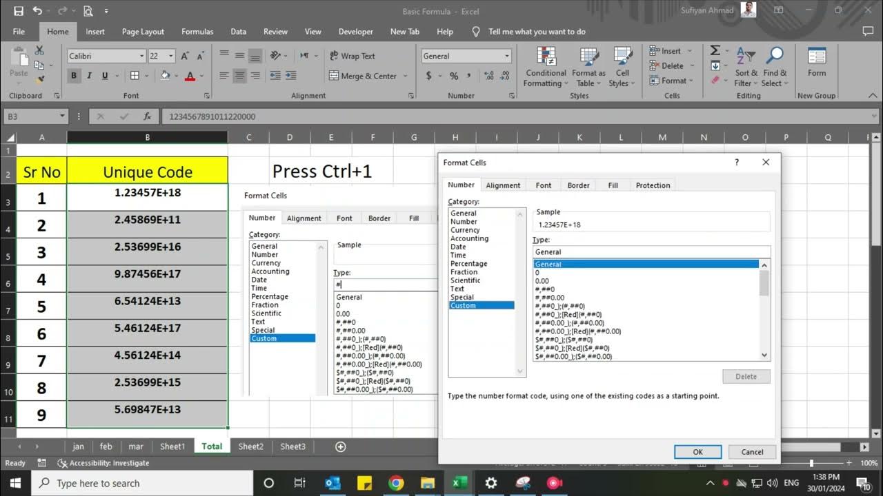 Tips - Excel में 15 Digit से लम्बी संख्या कैसे लिखे - How To Write Larger Number In Excel - YouTube