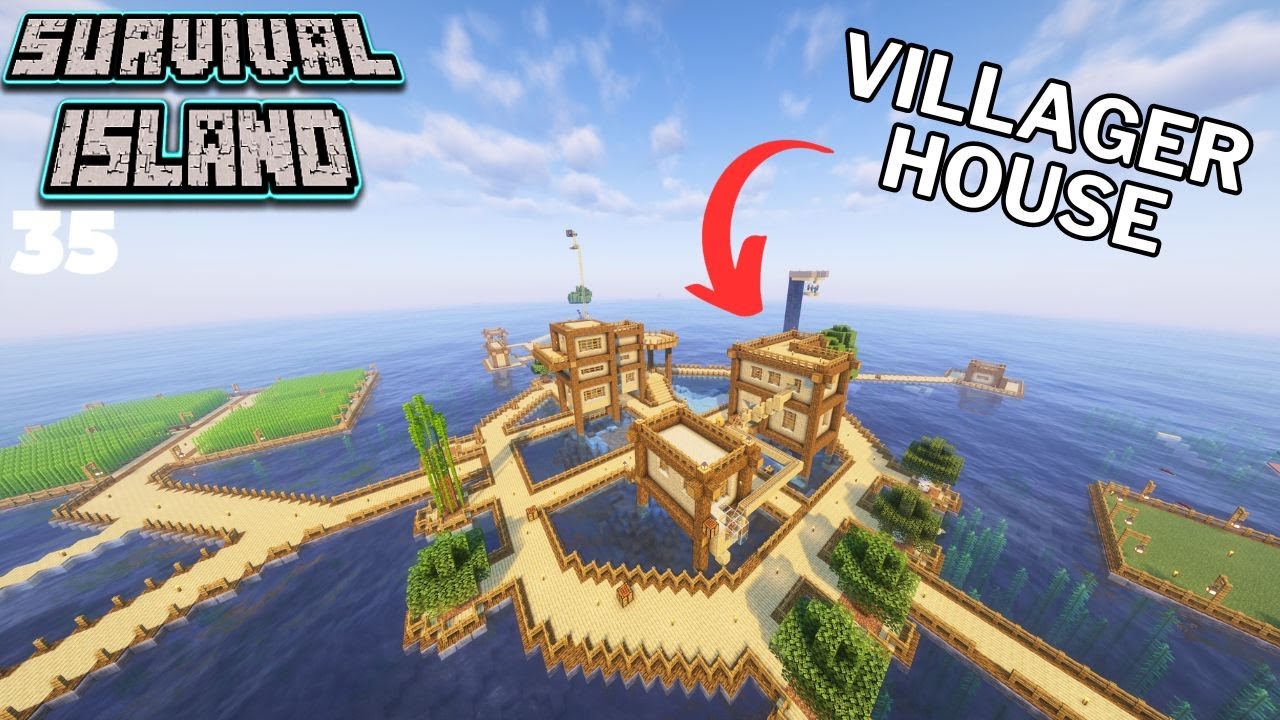 Building a VILLAGER TRADING HOUSE!- Minecraft Survival Island Ep:35 ...