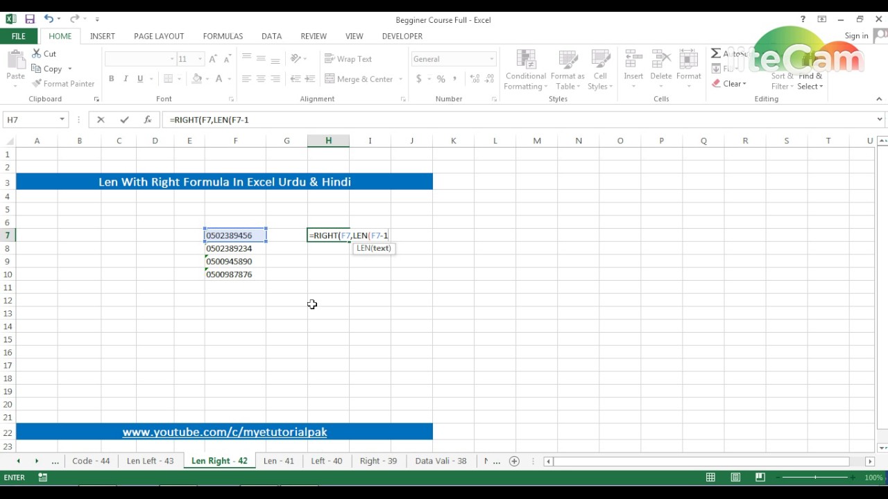 Len With Right Formula In Excel Urdu Hindi Part 42 YouTube len-with-right-formula-in-excel-urdu-hindi-part-42-youtube