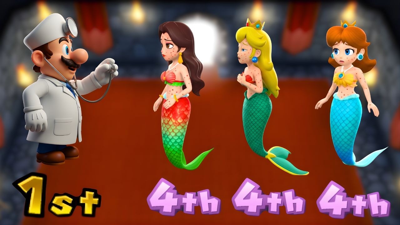 Mario Party 9 Minigames Luigi Doctor vs Mermaid Peach vs Mermaid Daisy ...