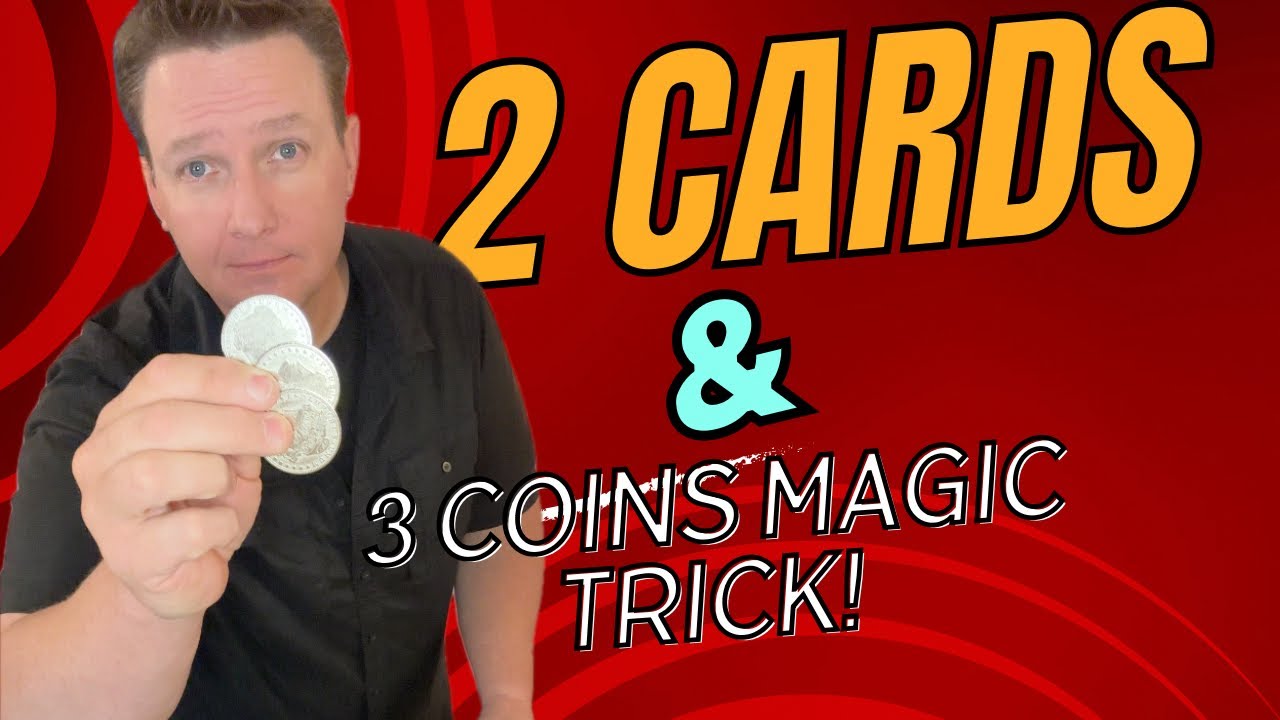 2 cards and 3 coins magic trick! 3 coins and 2 card magic trick! #magic ...