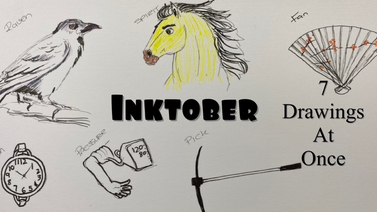 inktober , seven drawings in one day - YouTube